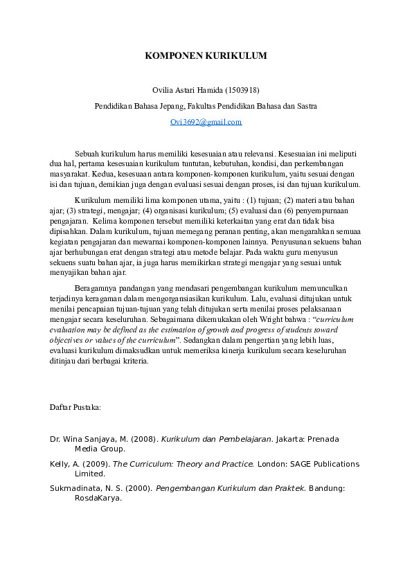 (DOC) Komponen Kurikulum