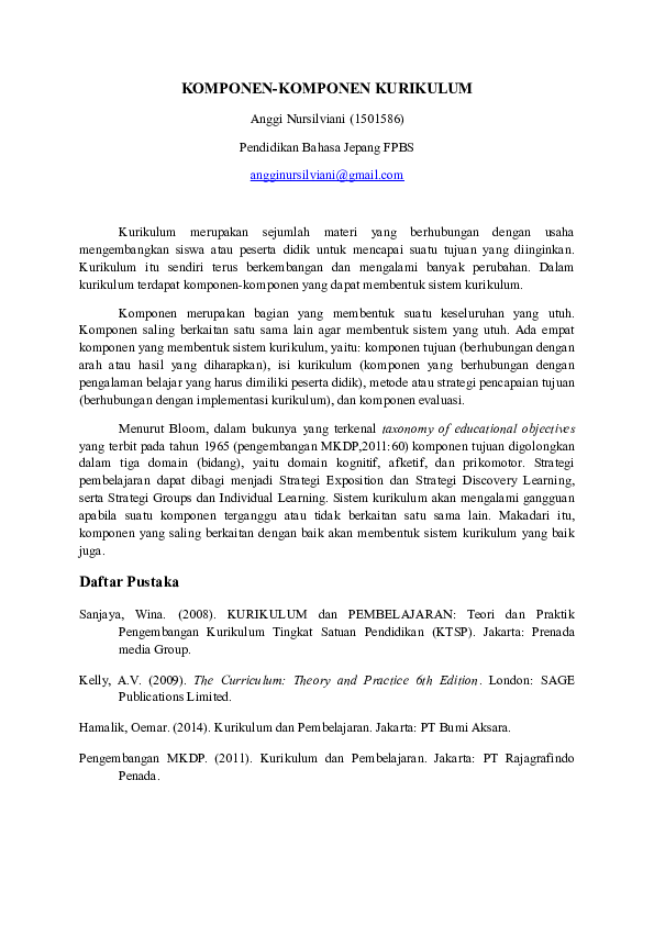 (DOC) KOMPONEN-KOMPONEN KURIKULUM