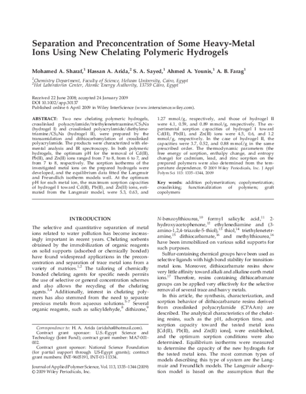 (PDF) Separation and preconcentration of some heavy-metal ions using ...
