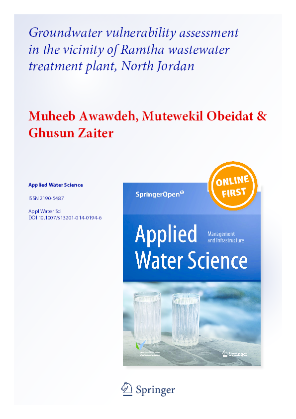 (PDF) Applied Water Science | Muheeb Awawdeh - Academia.edu