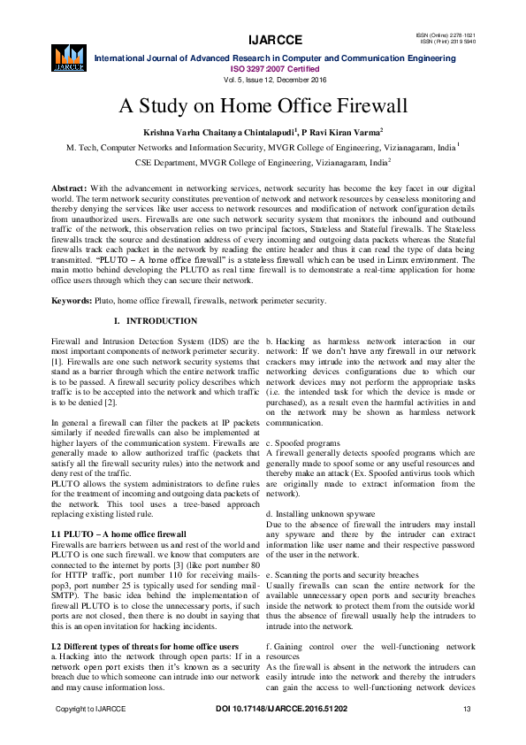 (PDF) A Study on Home Office Firewall