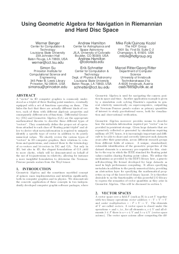 (PDF) Using geometric algebra for navigation in Riemannian and hard ...