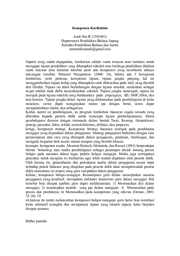 (DOC) Komponen-komponen Kurikulum