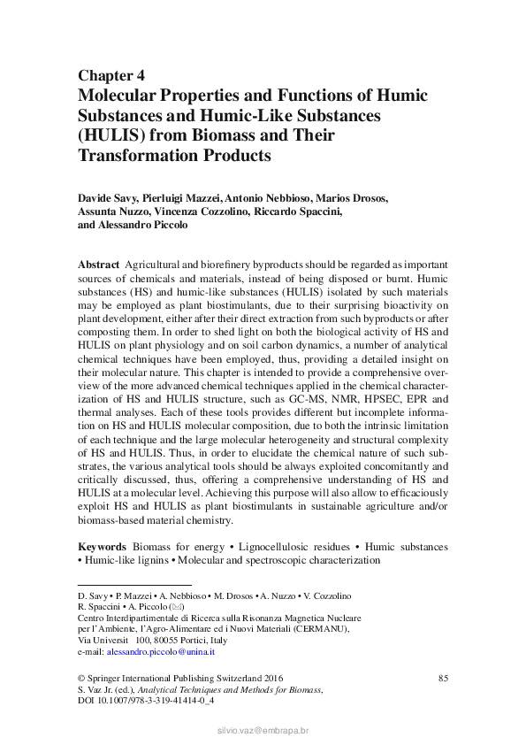 (PDF) Molecular Properties and Functions of Humic Substances and Humic ...