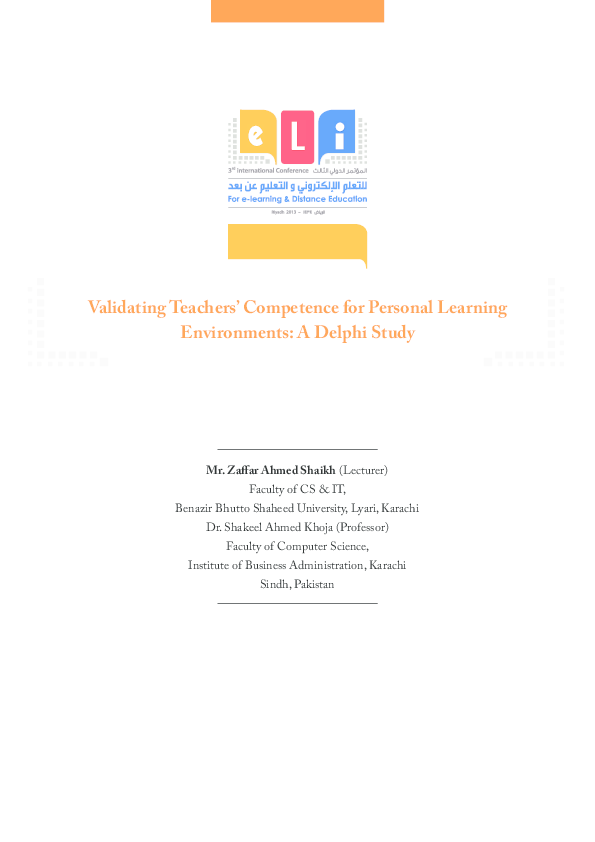 (PDF) Validating Teachers' Competence for Personal Learning Environments: A Delphi Study