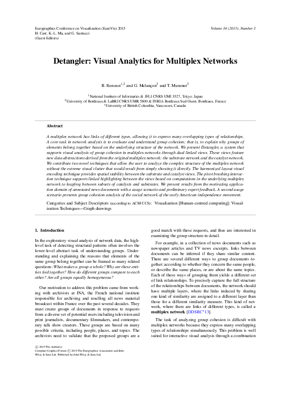 (PDF) Detangler: Visual Analytics for Multiplex Networks