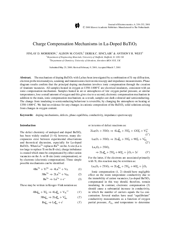 (PDF) Charge Compensation Mechanisms in La-Doped BaTiO 3