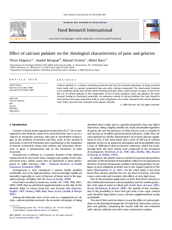 (PDF) Effect of calcium pidolate on the rheological characteristics of ...