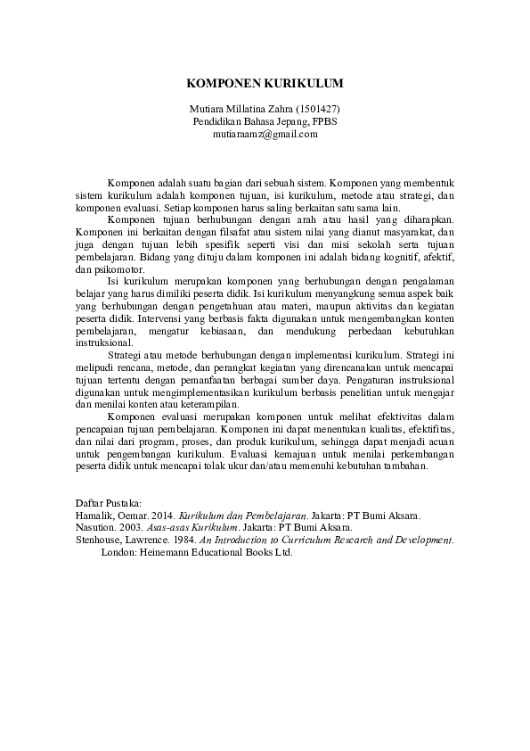 (DOC) RESUME KOMPONEN KURIKULUM