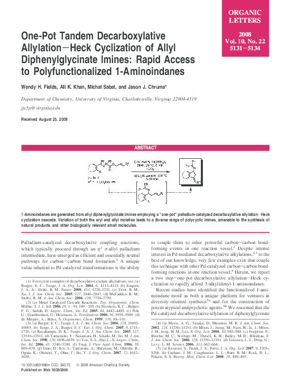 (PDF) One-Pot Tandem Decarboxylative Allylation−Heck Cyclization of ...