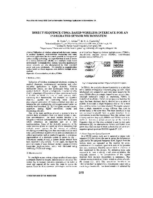 Pdf Direct Sequence Cdma Based Wireless Interface For An Integrated Sensor Microsystem