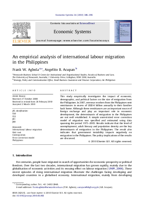 (PDF) An empirical analysis of international labour migration in the ...