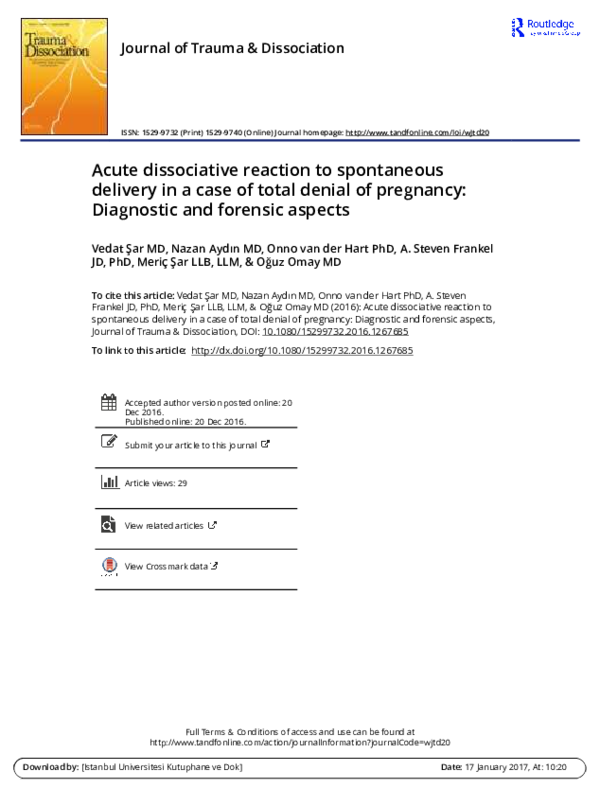 (PDF) Acute dissociative reaction to spontaneous delivery in a case of ...