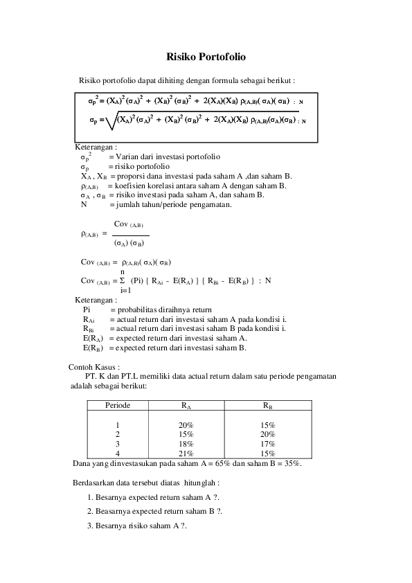 (PDF) Risiko Portofolio