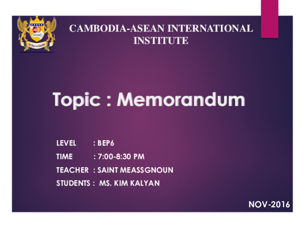 (PDF) Topic : Memorandum
