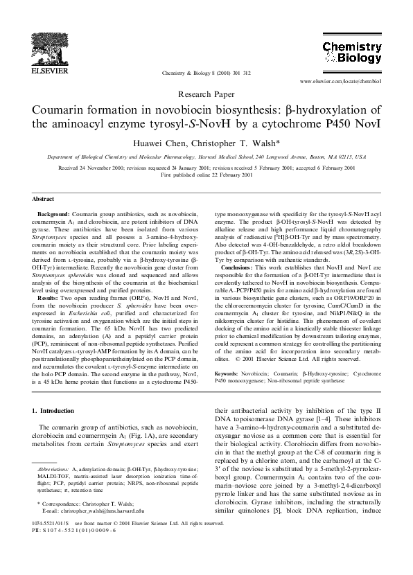 (PDF) Coumarin formation in novobiocin biosynthesis: beta-hydroxylation ...