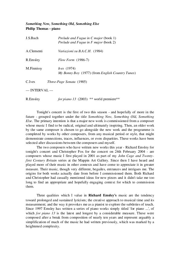 (DOC) Something New, Something Old, Something Else - Richard Emsley