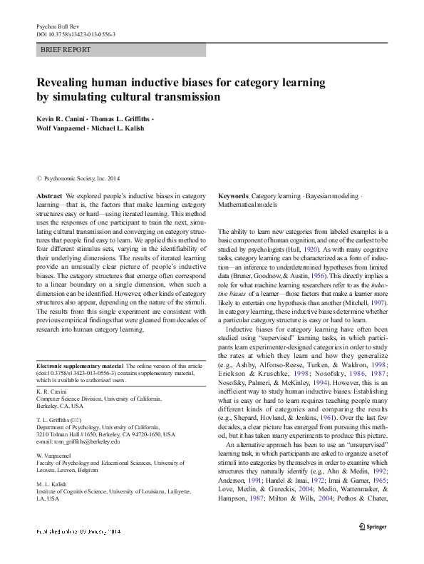 (PDF) Inductive Biases in Category Learning Revealed