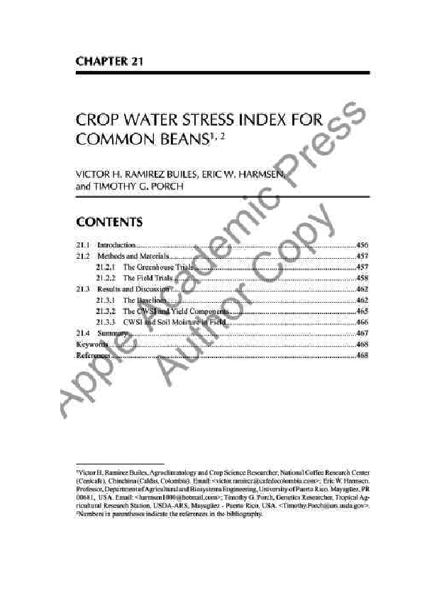 (PDF) Crop Water Stress Index for Common Beans | Eric Harmsen ...