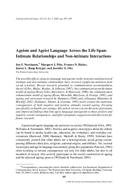 (PDF) Ageism and Ageist Language Across the Life Span: Intimate Relationships and Non-intimate ...