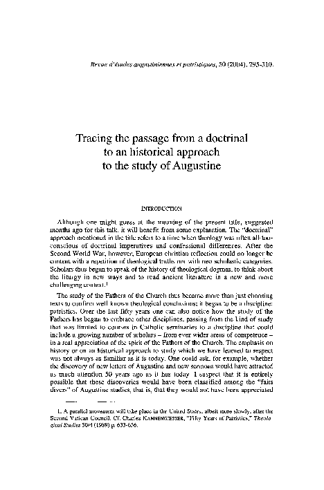 (PDF) Tracing the passage from a doctrinal to an historical approach to ...