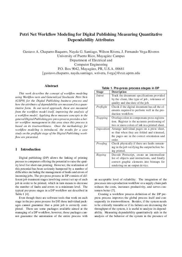 (PDF) Petri Net Workflow Modeling for Digital Publishing Measuring Quantitative Dependability ...