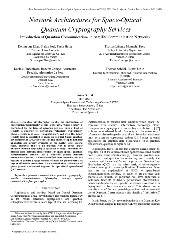 (PDF) Optical Intersatellite Communication | Zoran Sodnik - Academia.edu