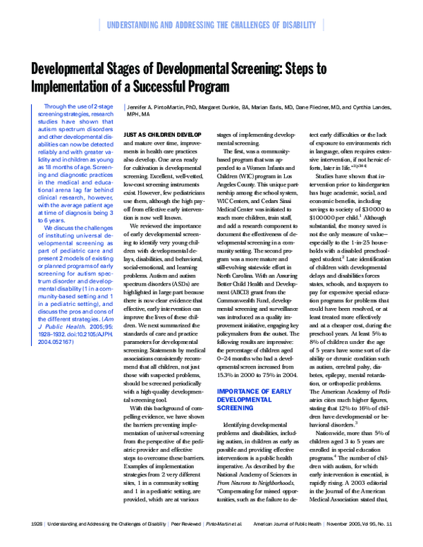 (PDF) Developmental Stages of Developmental Screening: Steps to ...