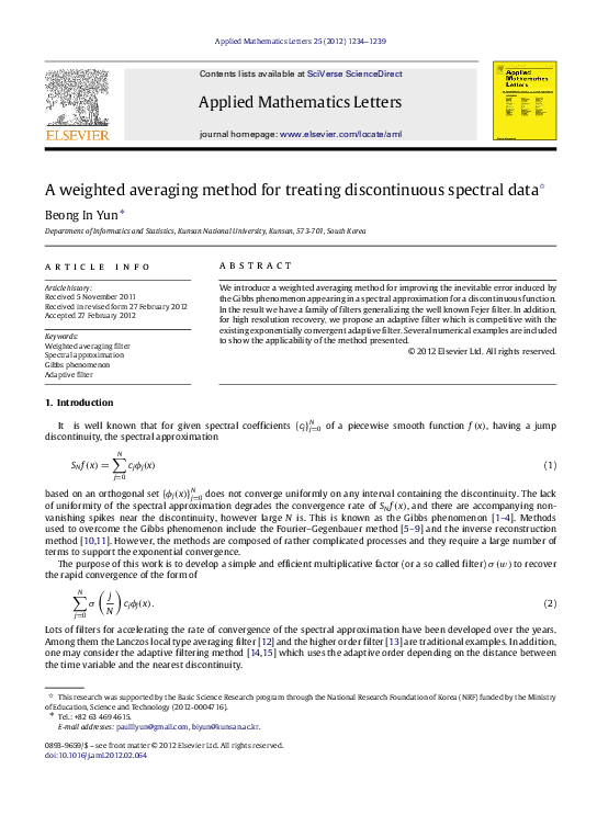 (PDF) A weighted averaging method for treating discontinuous spectral data