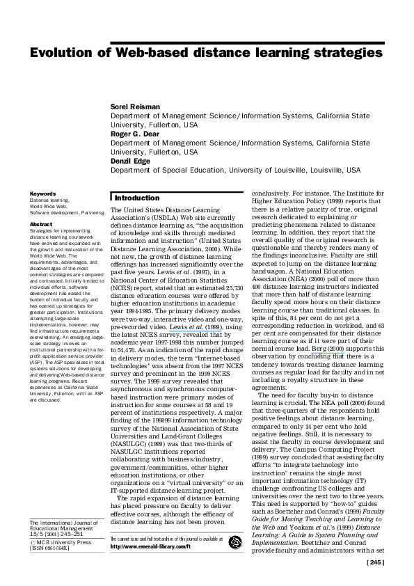 (PDF) Evolution of Web‐based distance learning strategies