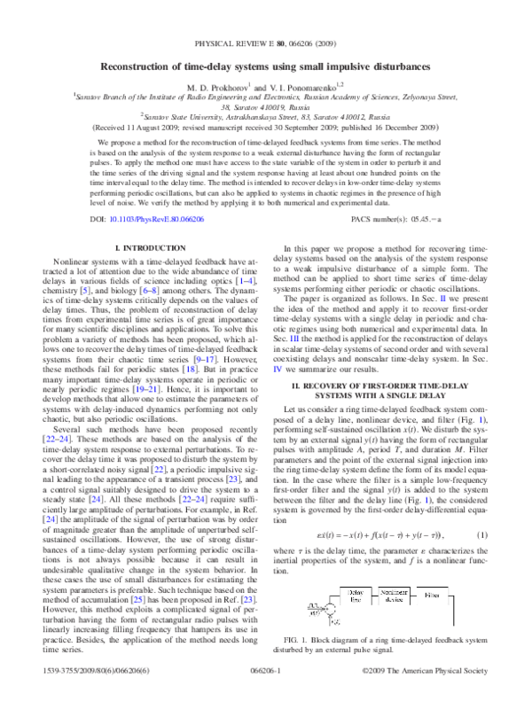 (PDF) Reconstruction of time-delay systems using small impulsive disturbances | Vladimir I ...