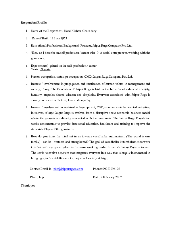 (DOC) Respondent Profile | Gamji Rao - Academia.edu