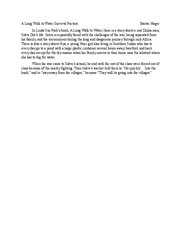 (DOC) A Long Walk to Water Survival Factors