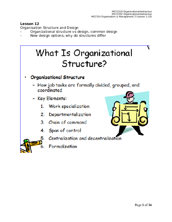 (DOC) Lesson 12 Organisation Structure and Design - Organizational ...