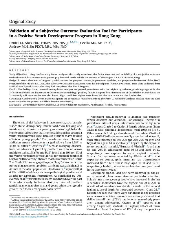(PDF) Validation of a Subjective Outcome Evaluation Tool for ...