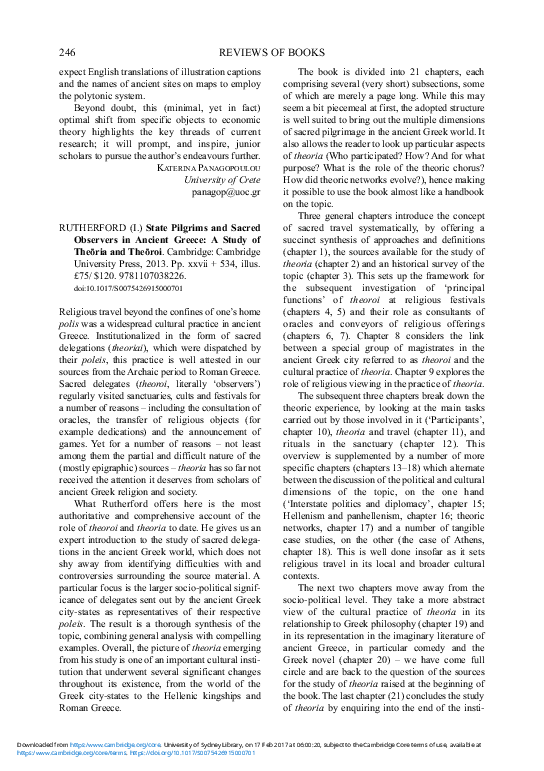 (PDF) Review, Ian Rutherford, 'State Pilgrims and Sacred Observers'