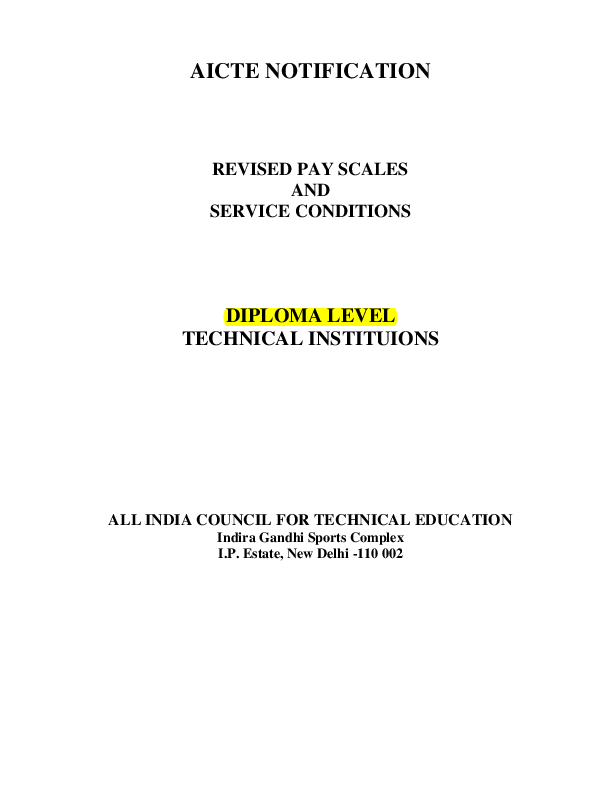 (PDF) AICTE NOTIFICATION REVISED PAY SCALES AND SERVICE CONDITIONS