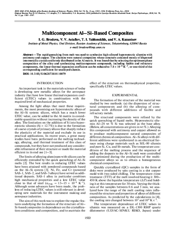 (PDF) Multicomponent Al-Si-based composites