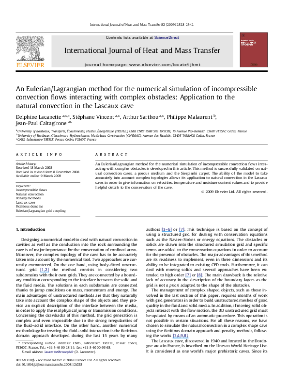 Pdf An Eulerian Lagrangian Method For The Numerical Simulation Of Incompressible Convection