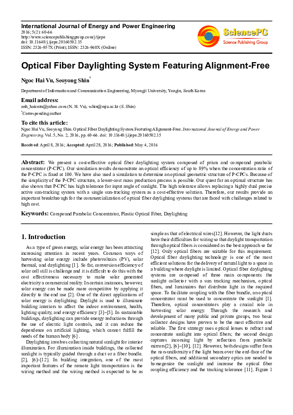 (PDF) Optical Fiber Daylighting System Featuring Alignment-Free