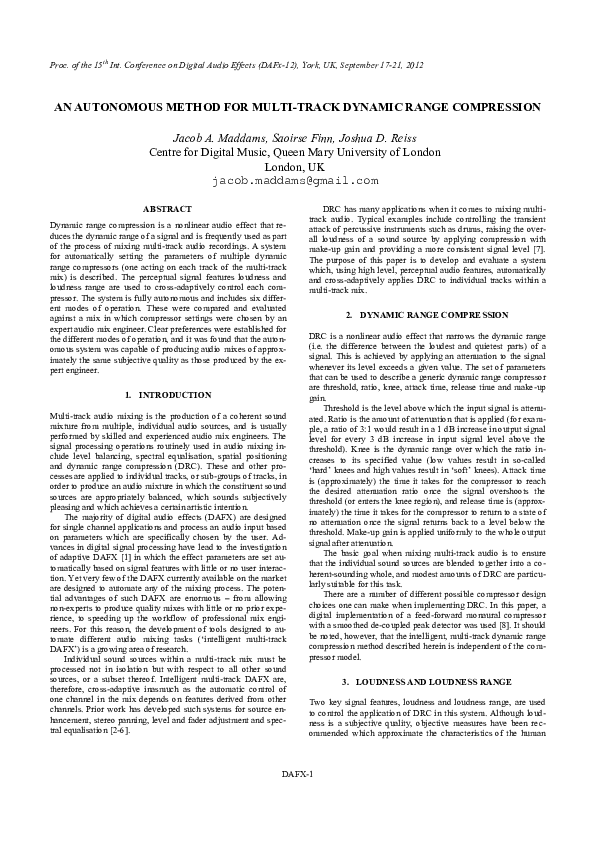 (PDF) An autonomous method for multi-track dynamic range compression