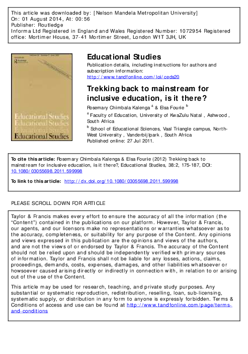 (PDF) Trekking back to mainstream for inclusive education, is it there ...