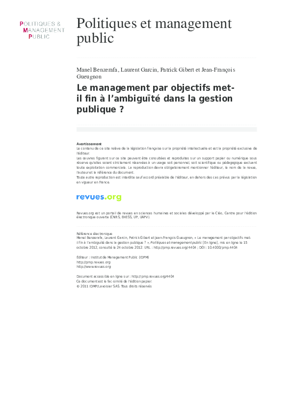 Patrick GIBERT Le contrôle de gestion dans les organisations