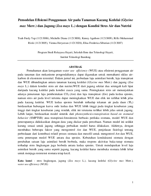 Pdf Water Use Efficiency On Soybean And Corn Resensi Kelompok 2