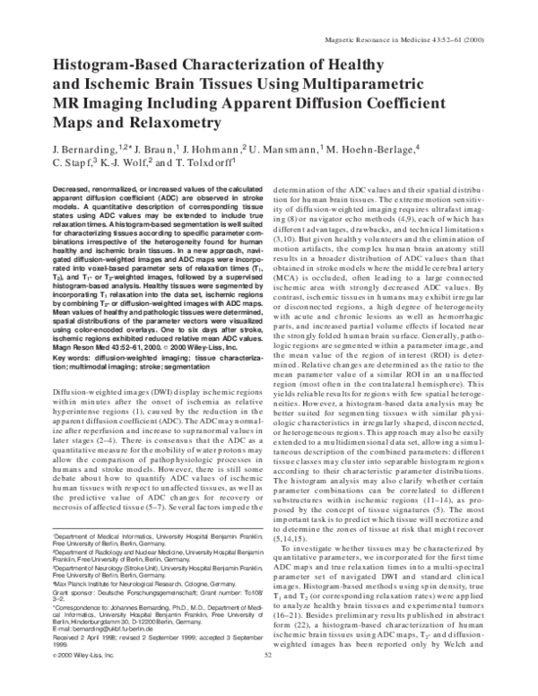 (PDF) Histogram-based characterization of healthy and ischemic brain ...