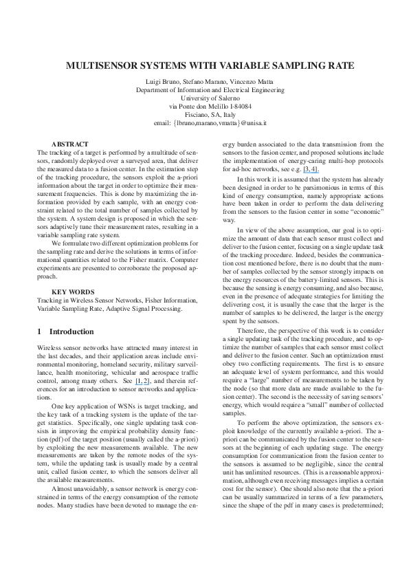 Pdf Multisensor Systems With Variable Sampling Rate