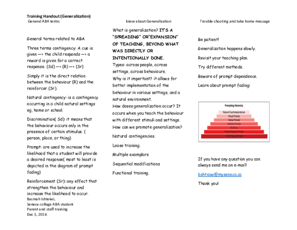(PDF) Training Handout (Generalization