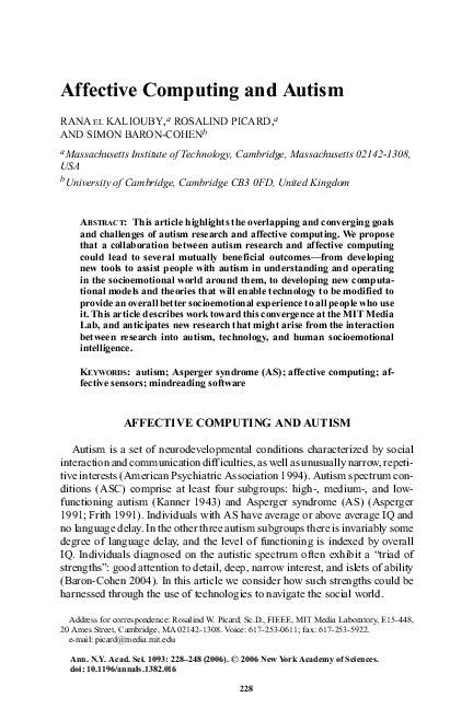 (PDF) Affective Computing and Autism