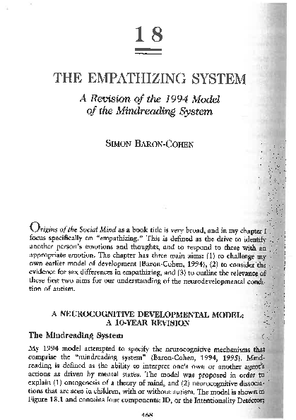 (PDF) The Empathizing System: A Revision of the 1994 Model of the ...