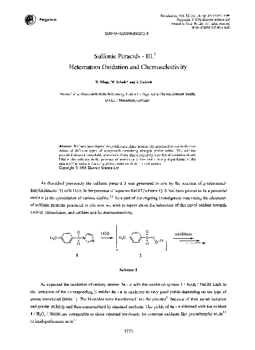 (PDF) Sulfonic peracids — III. Heteroatom oxidation and ...